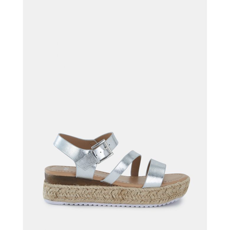 SIMBA Silver Espadrille Strappy Sandal