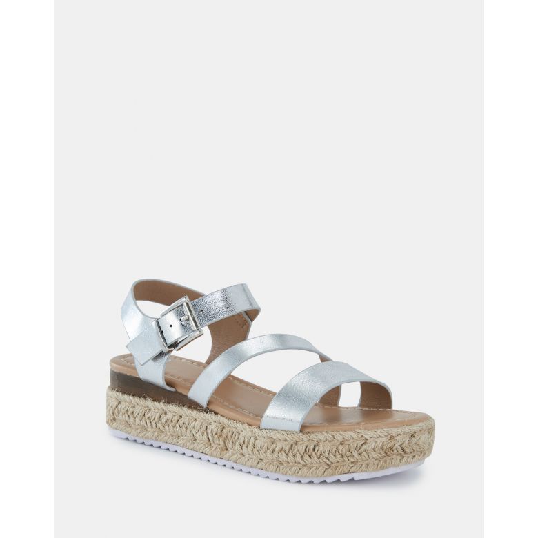SIMBA Silver Espadrille Strappy Sandal