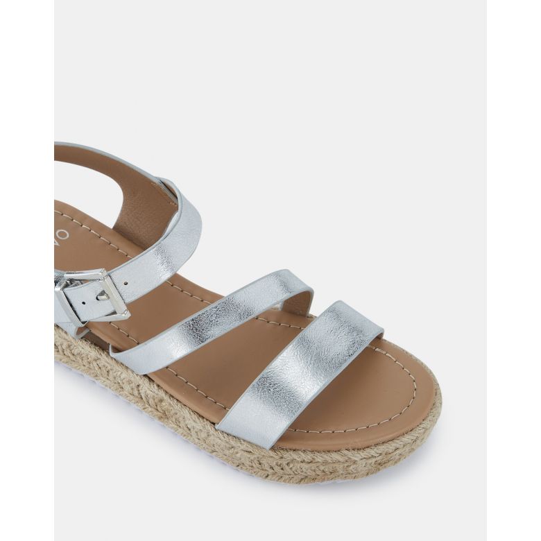 SIMBA Silver Espadrille Strappy Sandal