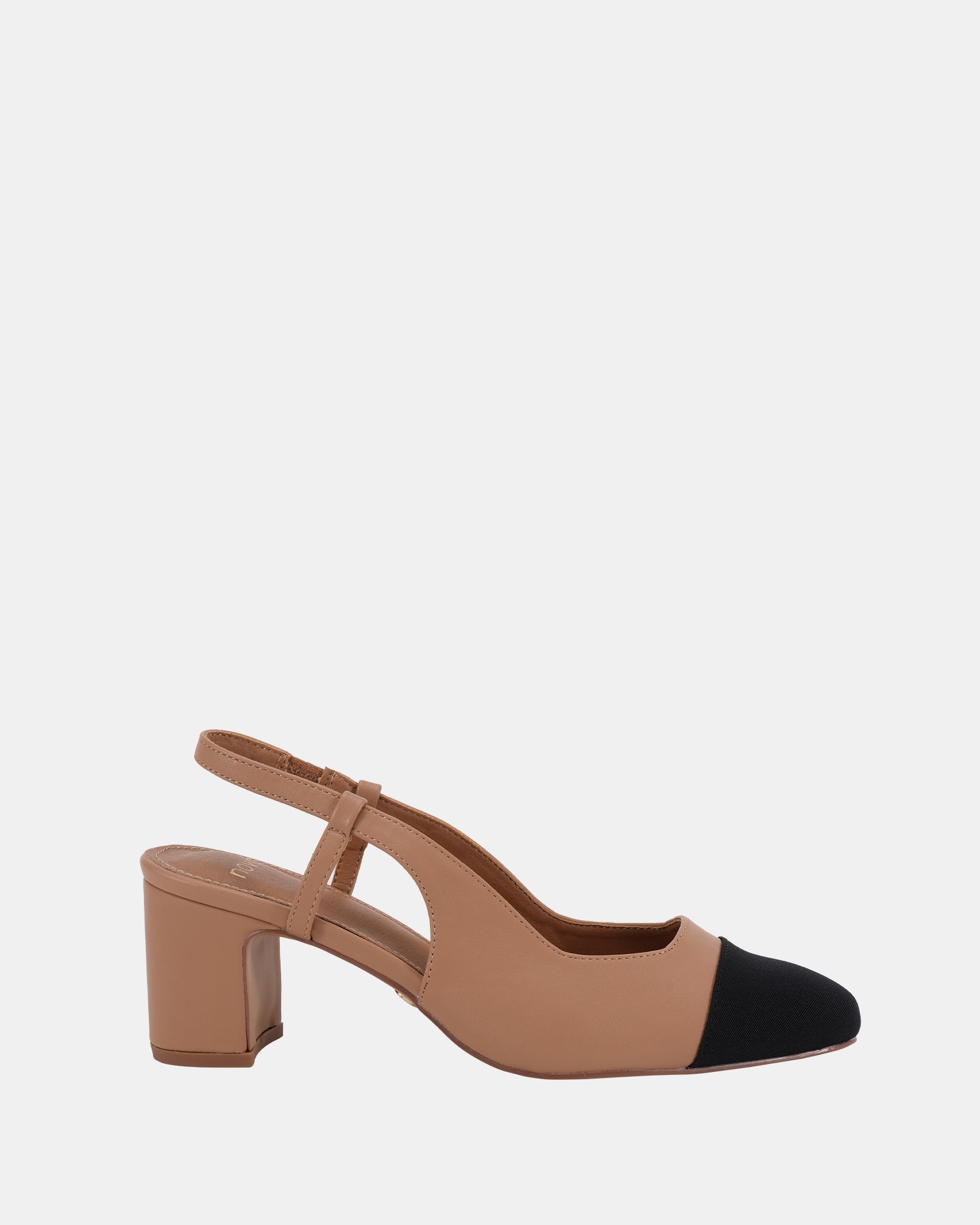 INATRO Natural Round Toe Slingback Block Heel Court